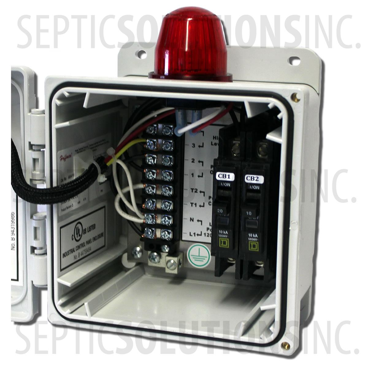 Two-Breaker Economy Simplex Control Panel High Water Alarm | Free Shipping